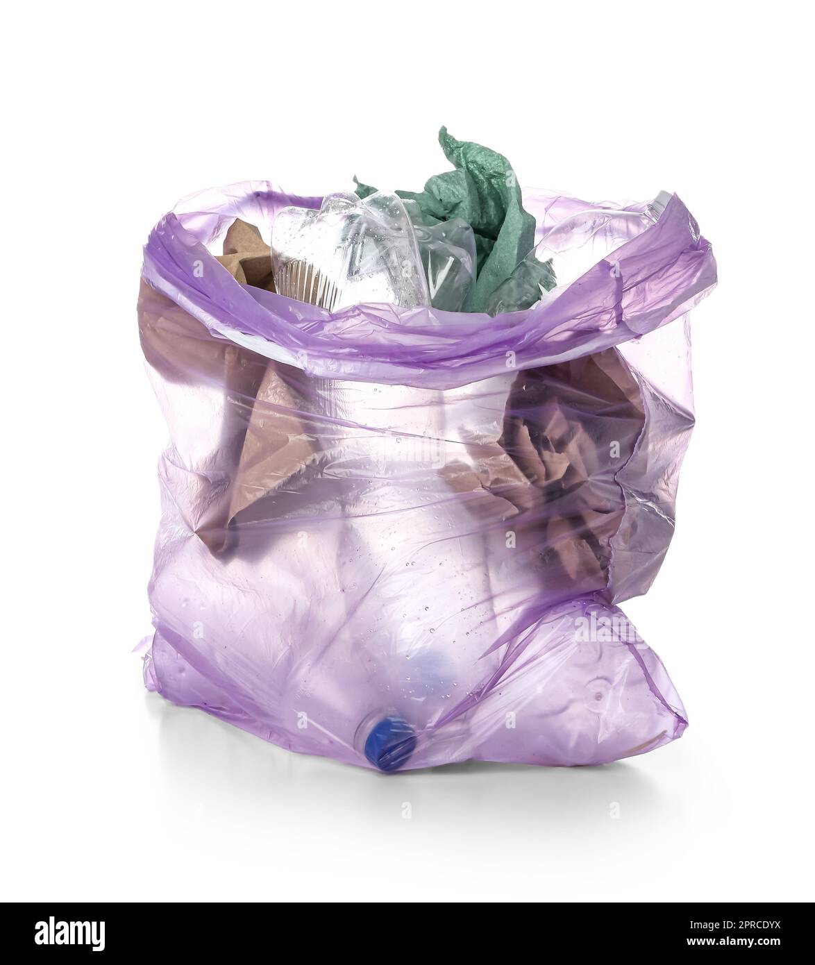 Garbage bag with different trash isolated on white background Stock ...