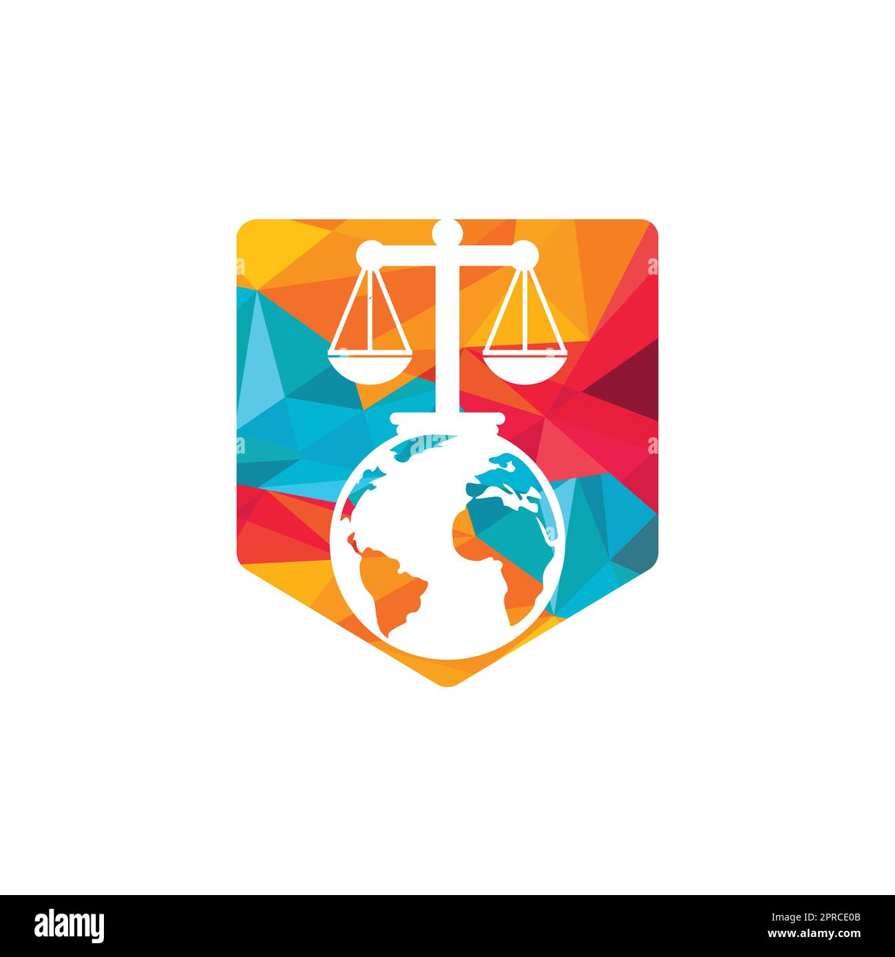 International tribunal and Supreme court logo concept. Scales on globe ...