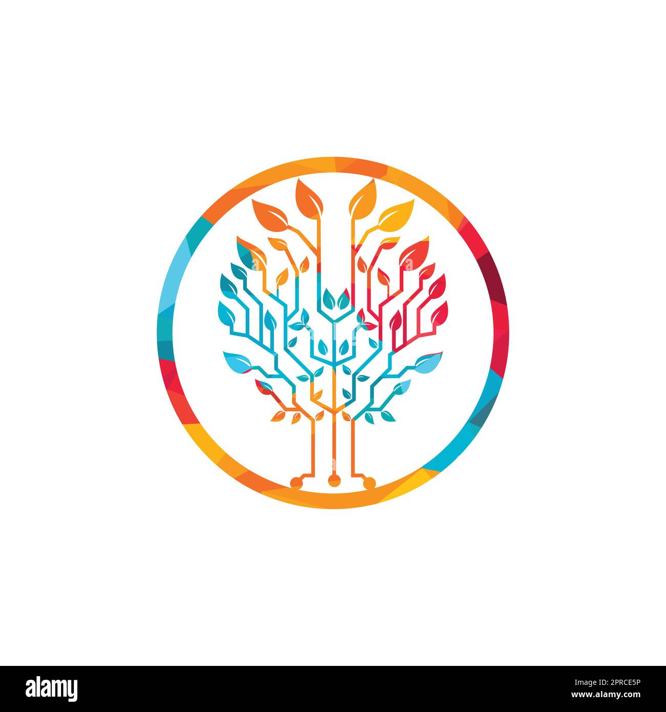 Tech tree vector logo design template. Connecting network tree icon ...