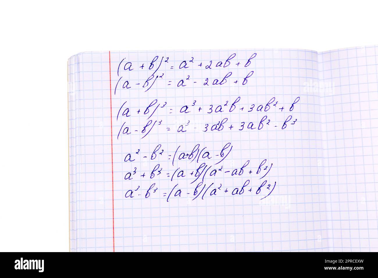 Copybook with maths formulas isolated on white background Stock Photo ...