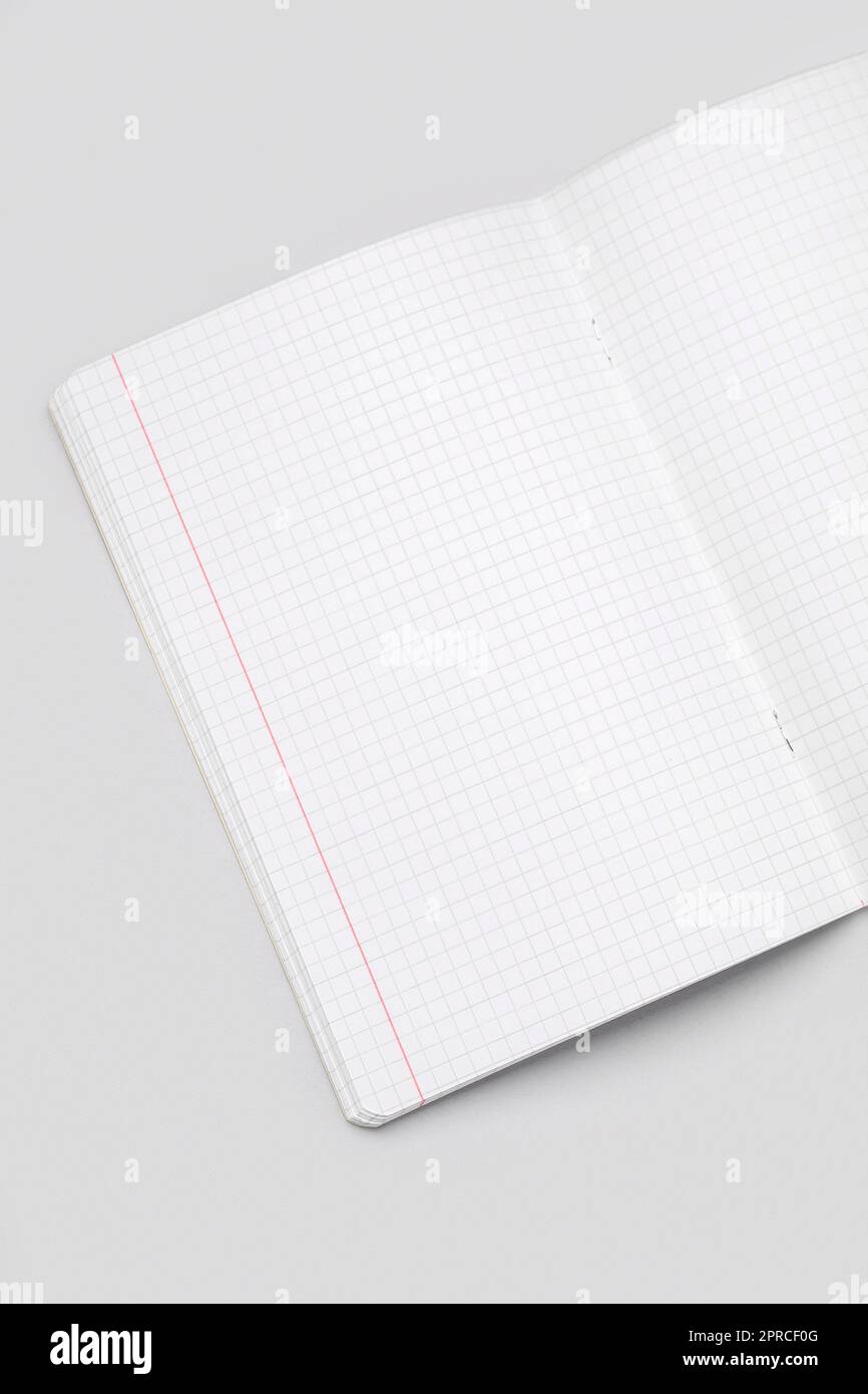 Blank copybook pages on grey background Stock Photo - Alamy