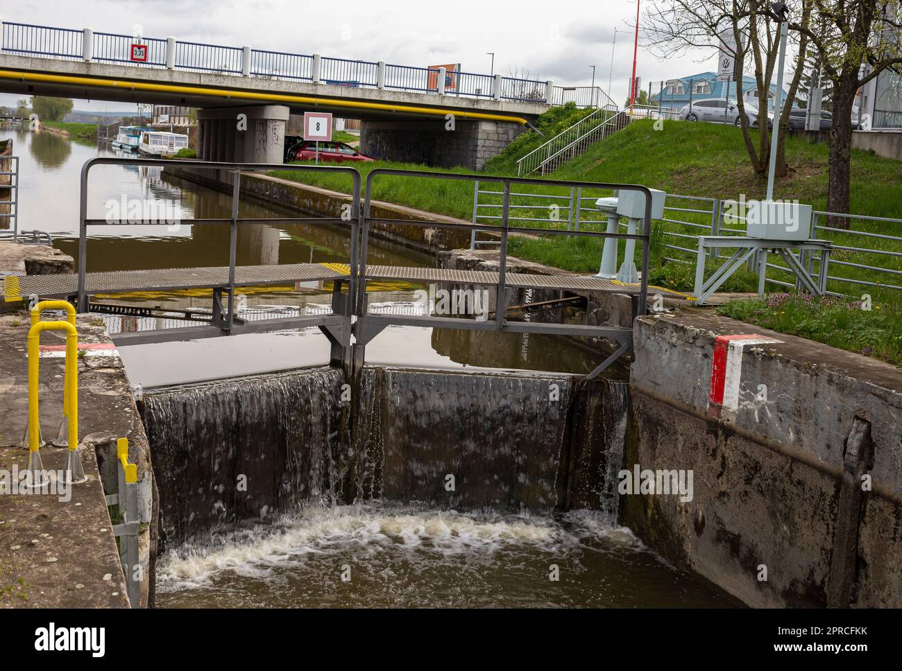 Water canal gate - the historic Bata water canal, Uherske Hradiste ...