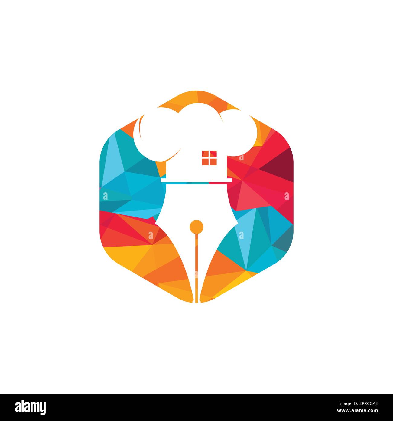 Food education vector logo design. Pen and chef hat with home icon ...