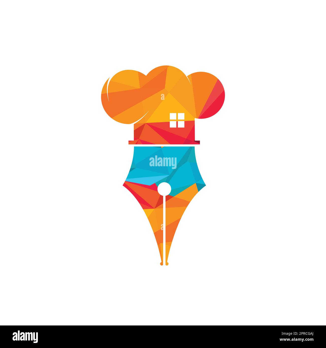 Food education vector logo design. Pen and chef hat with home icon ...