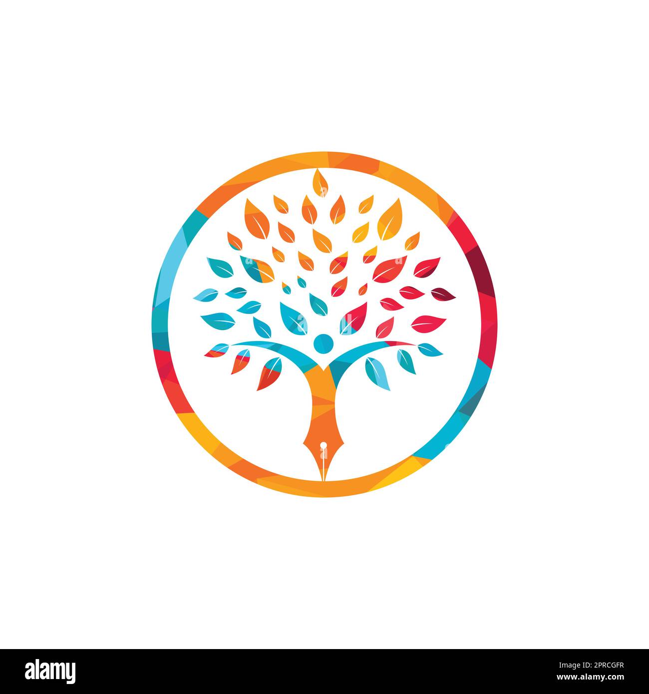 Education insurance and support logo concept. Pen and human tree icon ...