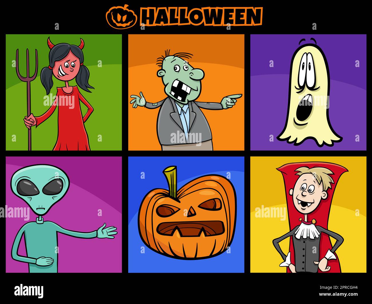 Halloween holiday cartoon scary characters set Stock Vector Image & Art ...