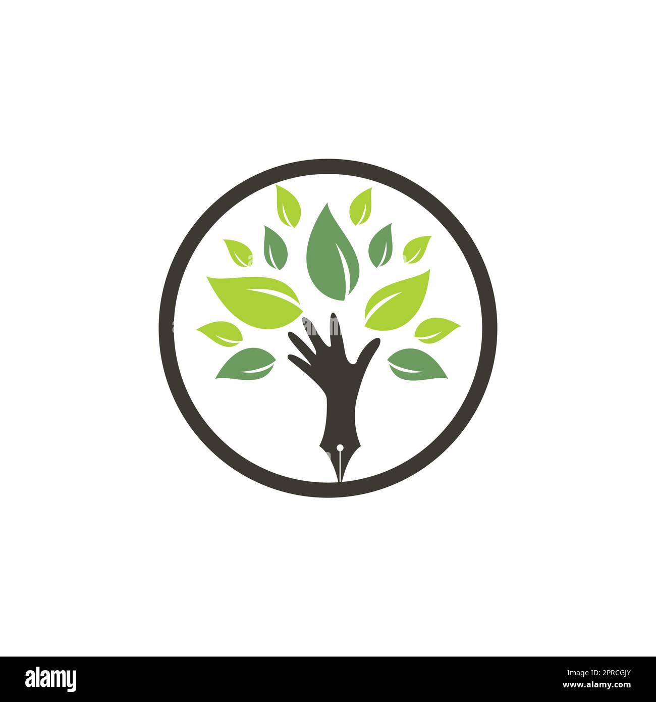 Educational or publishing logo design concept. Human hand and with pen ...