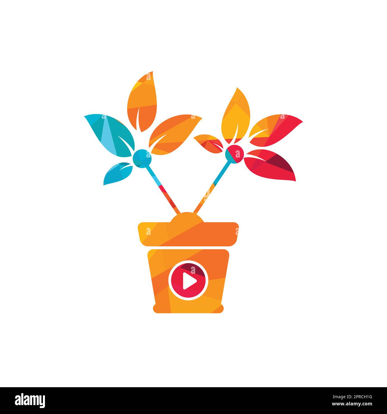 Nature tv vector logo design template. Flower pot and play button icon ...