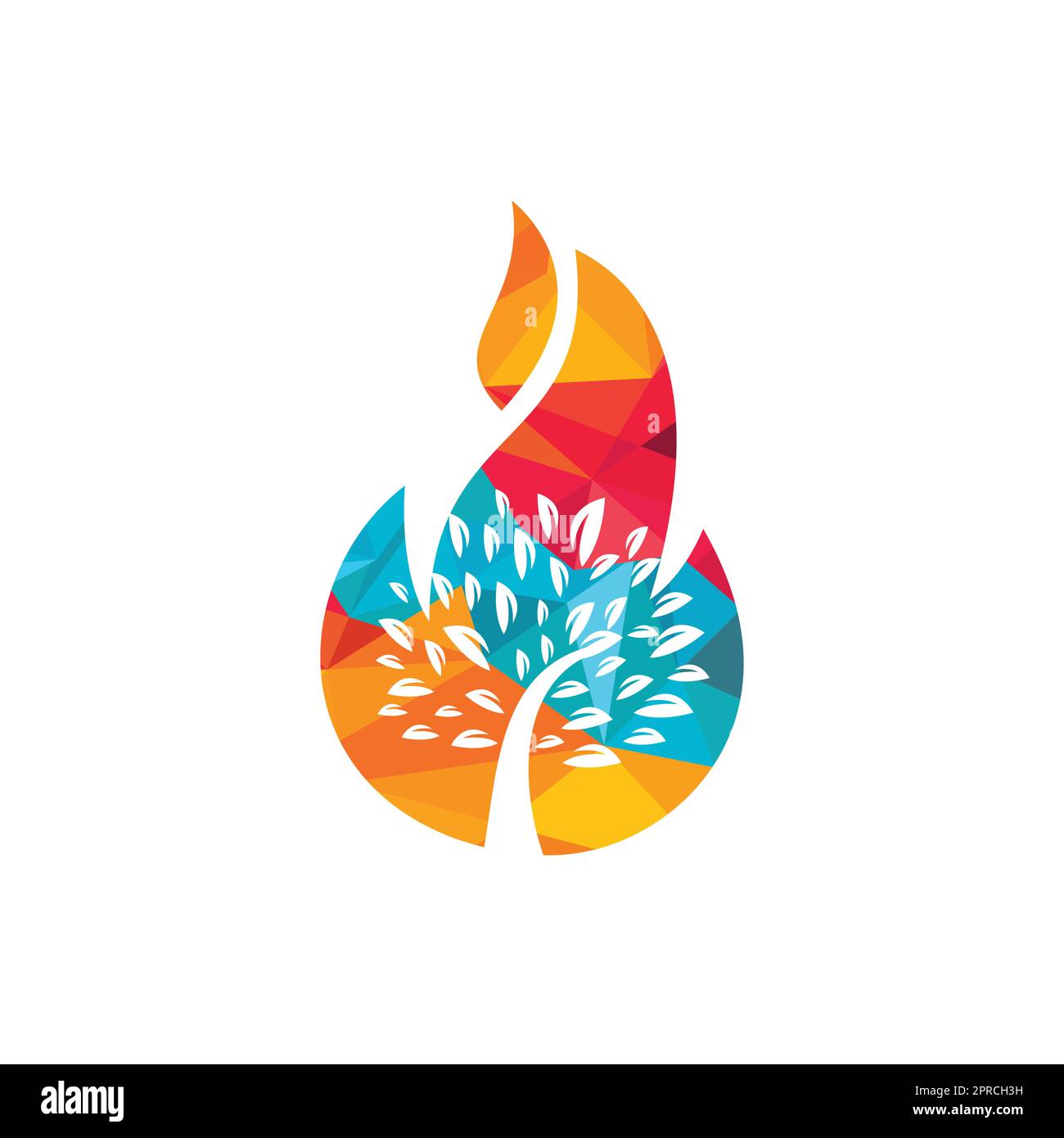 Fire tree vector logo design template. Flame nature icon logo concept ...