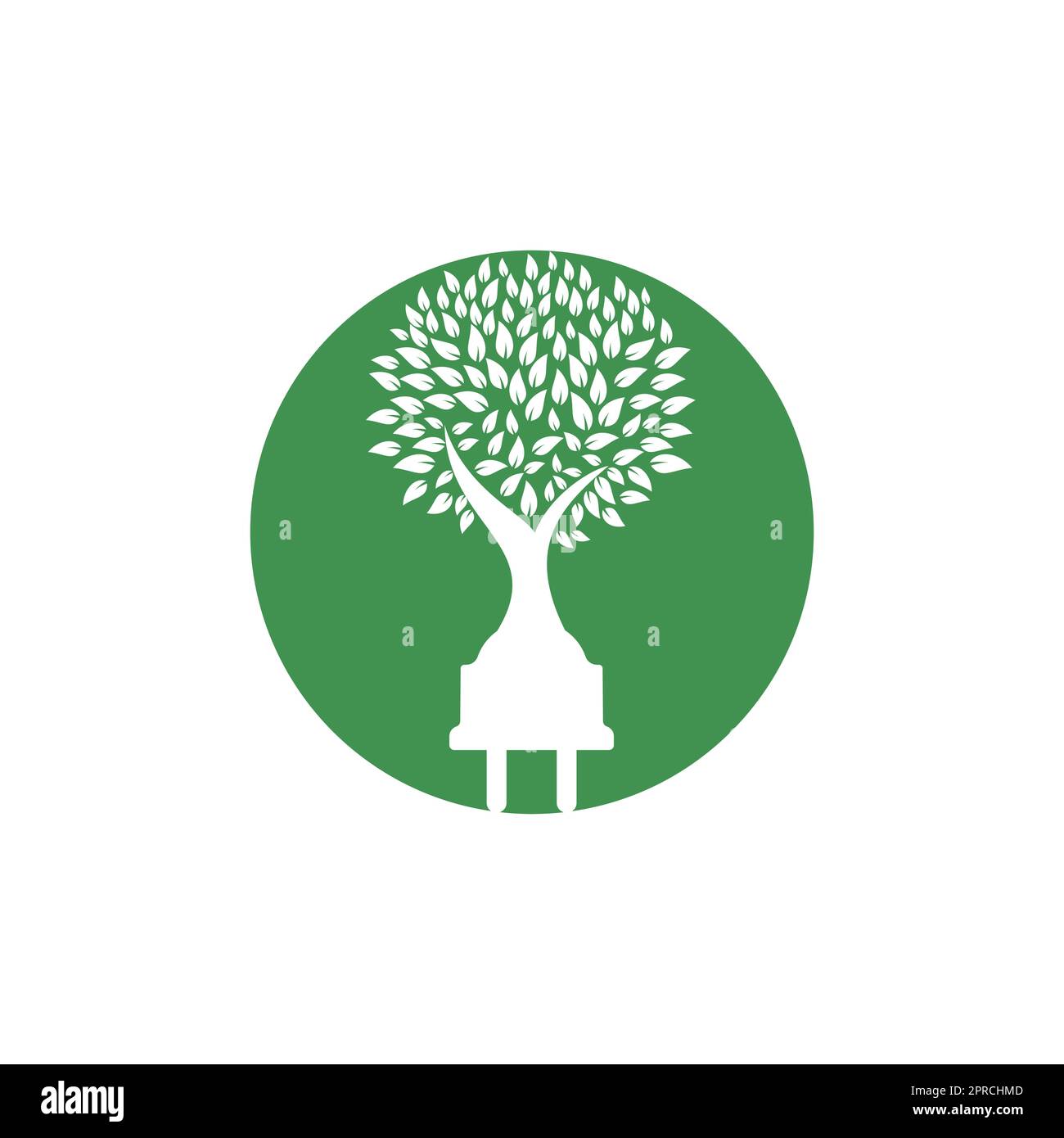 Green energy electricity logo concept. Electric plug icon with tree ...