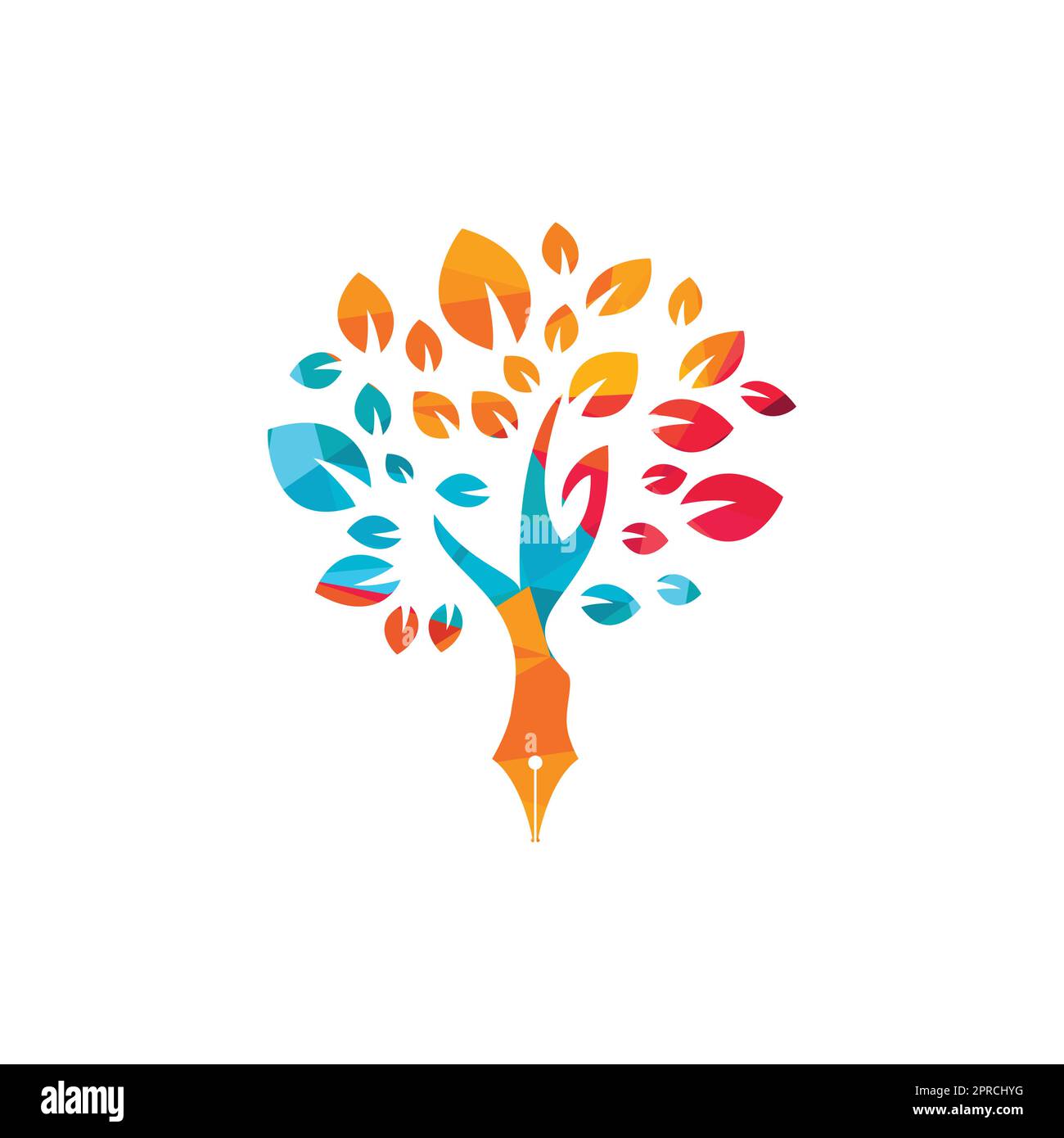 Tree pen vector logo design template. Writer and nature logo concept ...