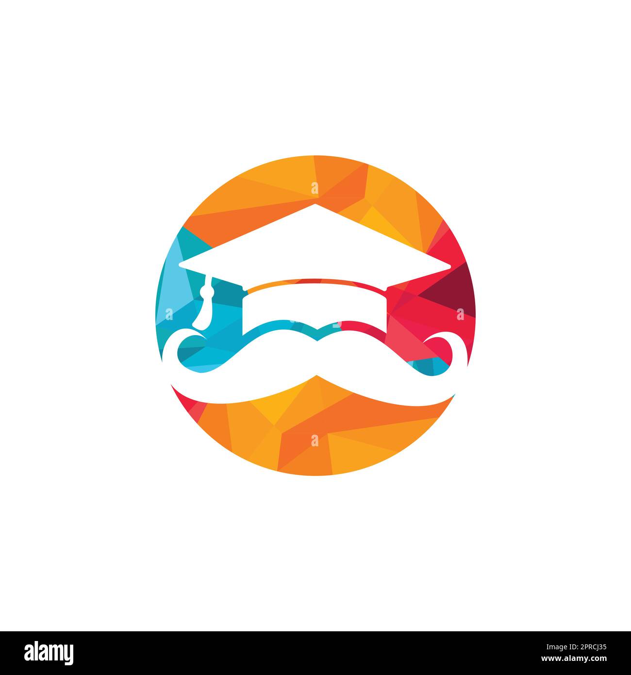 Strong education logo design template. Hat graduation with mustache ...