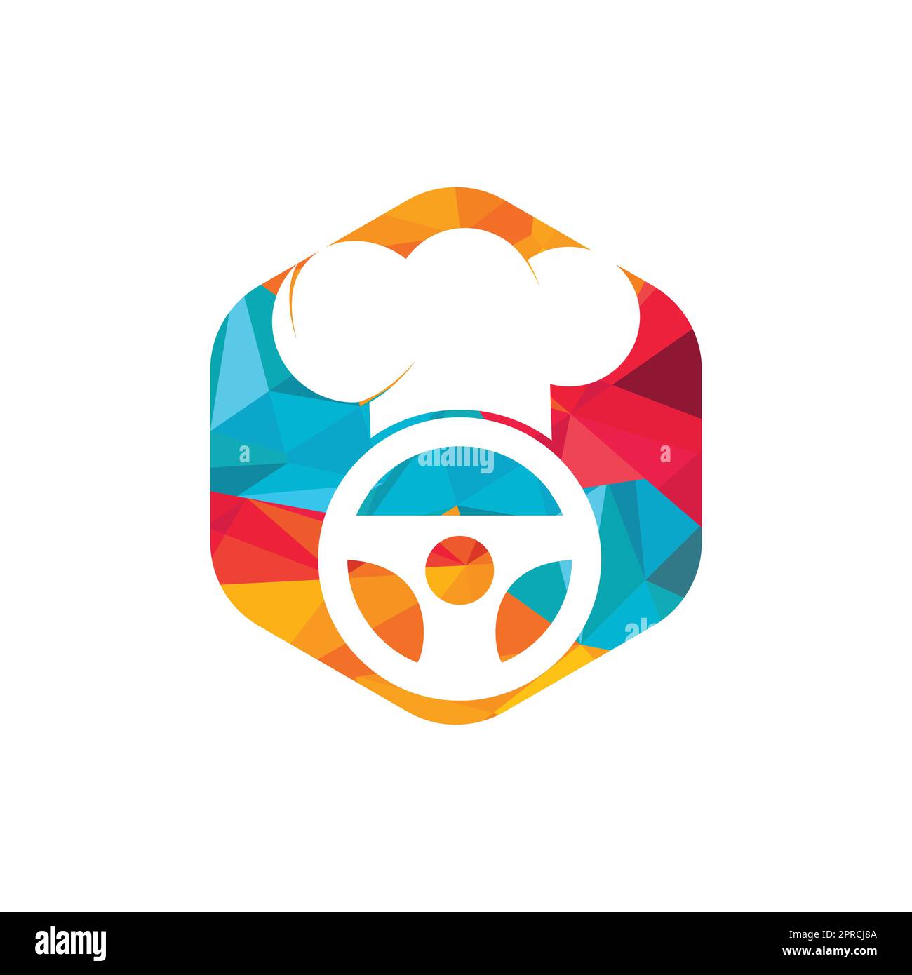 Food delivery catering vector logo design. Steering wheel and chef hat ...