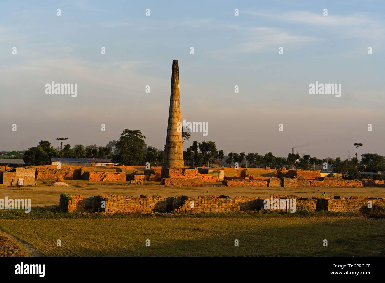 view of chimney in brick making kiln in india Stock Photo - Alamy