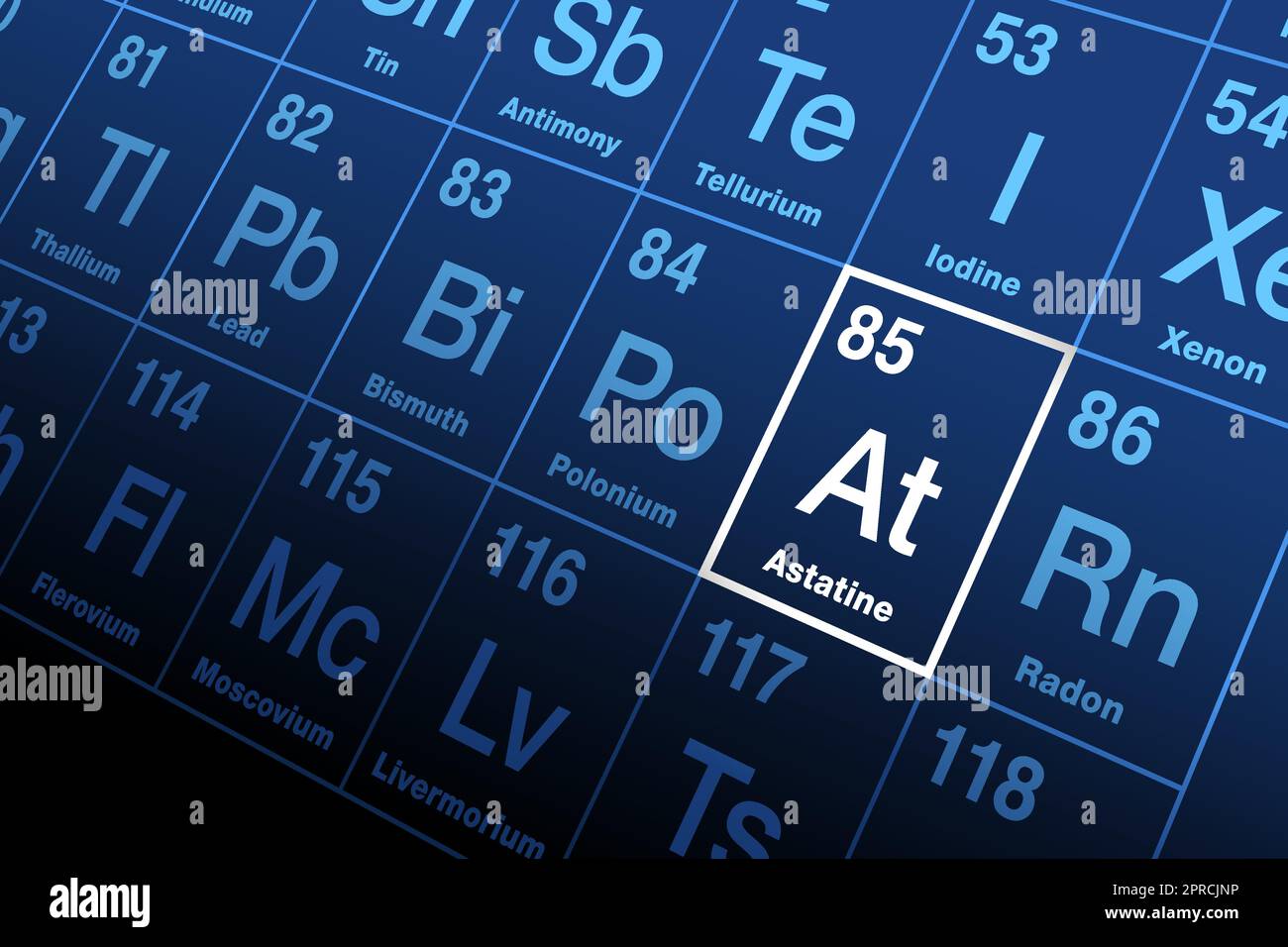 Astatine on periodic table of the elements, with element symbol At ...