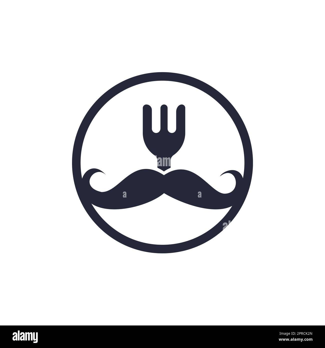 Food guru logo template design. illustration mustache with fork icon ...