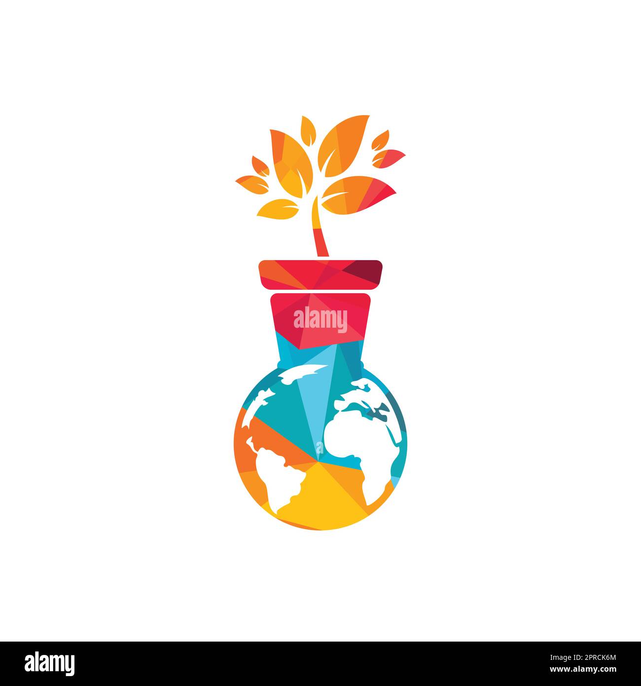World Nature eco logo template. Globe and flower pot icon vector design ...