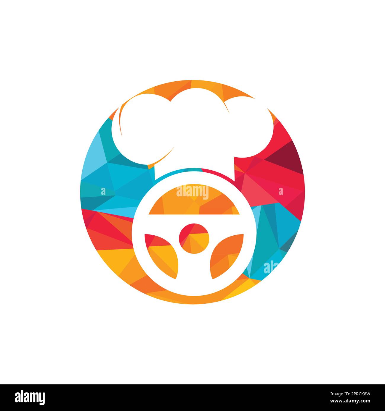 Food delivery catering vector logo design. Steering wheel and chef hat ...