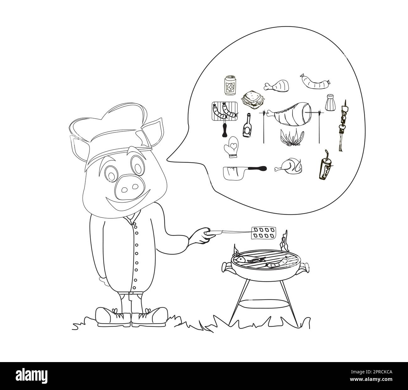 Cartoon pig having a BBQ Stock Vector Image & Art - Alamy