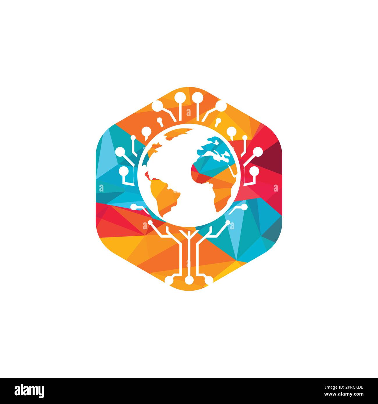 World tech vector logo design template. Globe and tech tree icon design ...