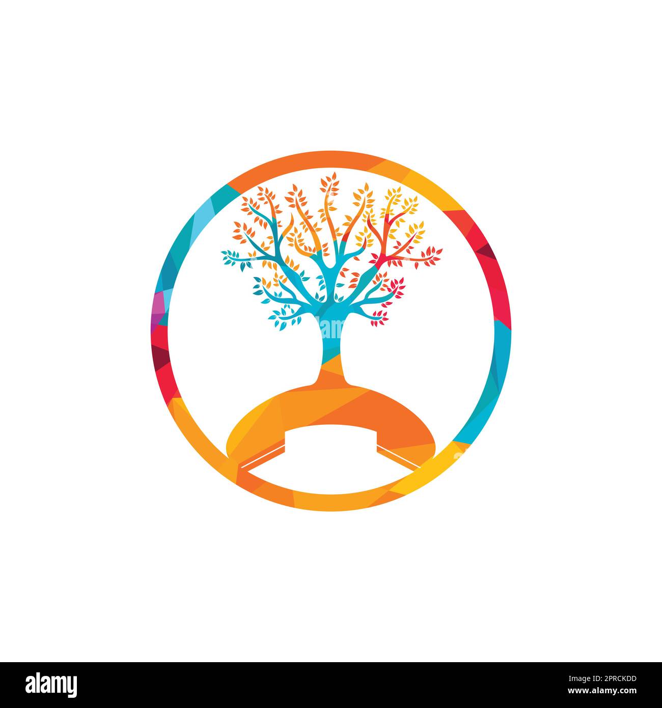 Nature call vector logo design. Handset tree icon design template Stock ...