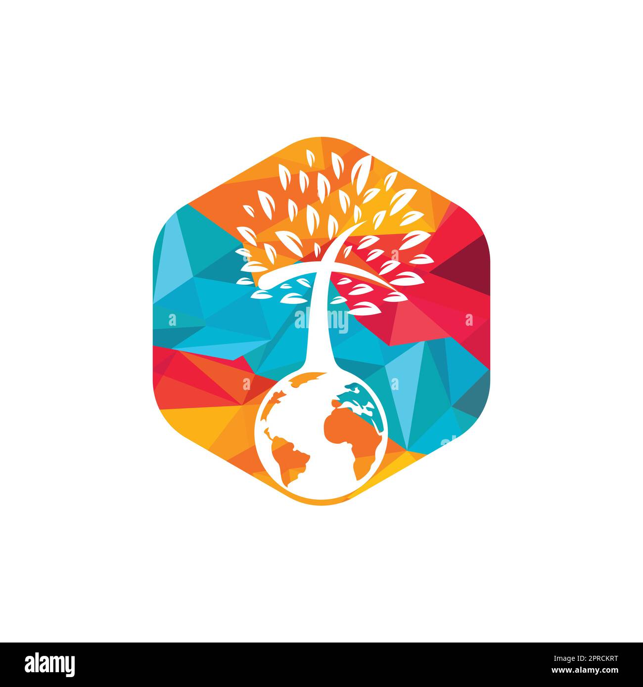 Global church vector logo design template. Globe with cross tree vector ...