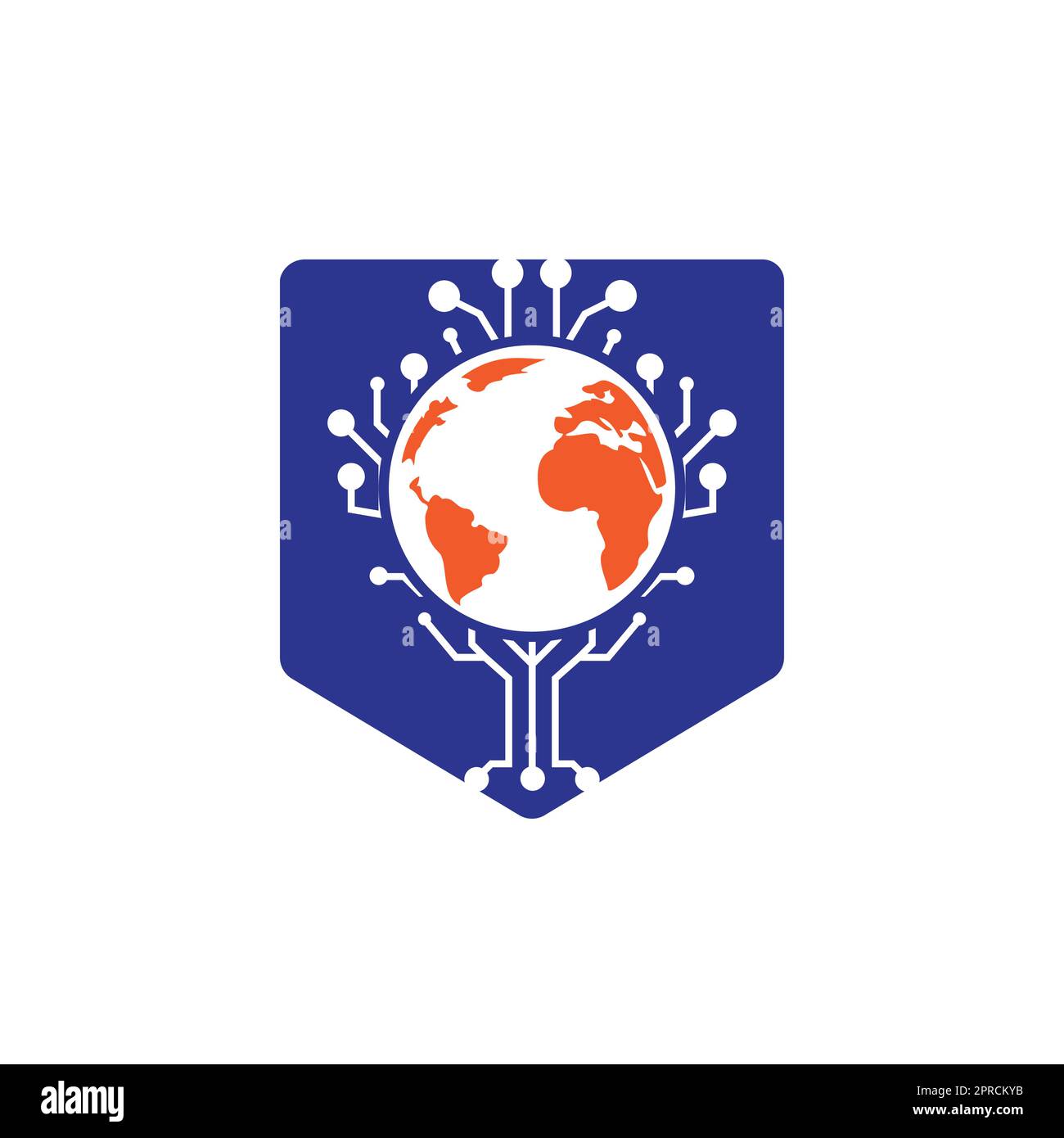 World tech vector logo design template. Globe and tech tree icon design ...