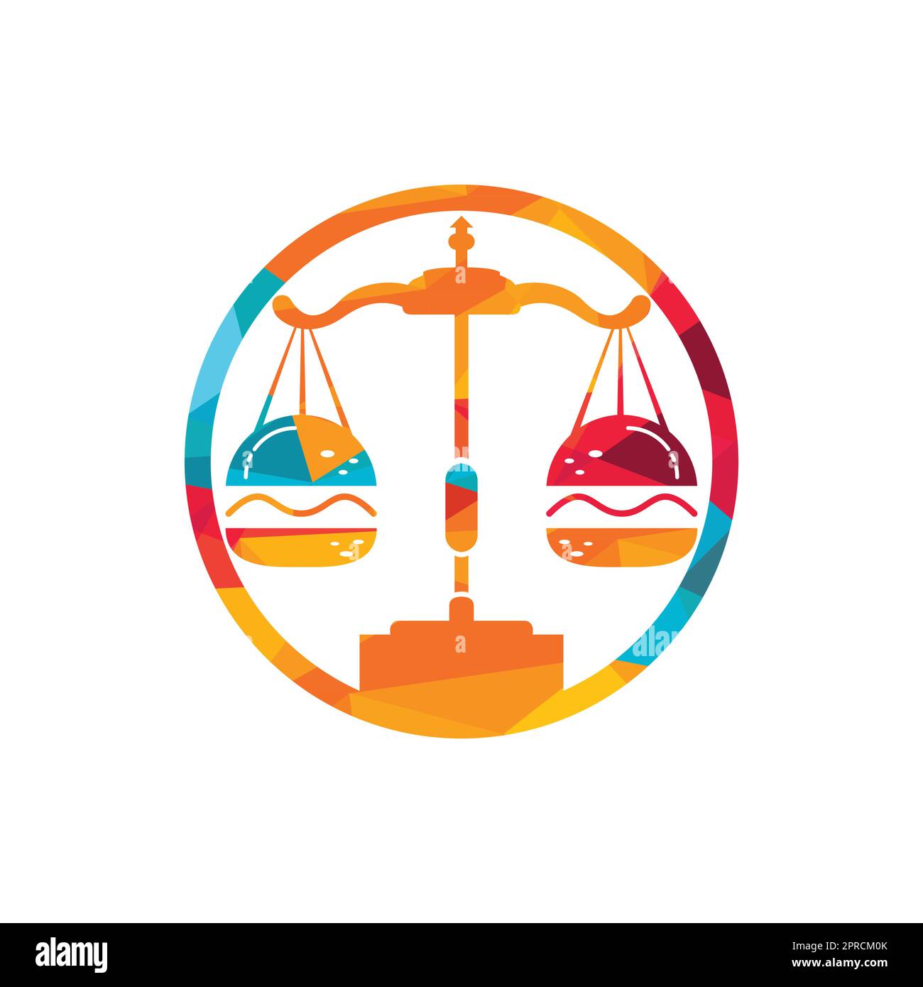 Food law vector logo design template. Law balance and burger icon ...