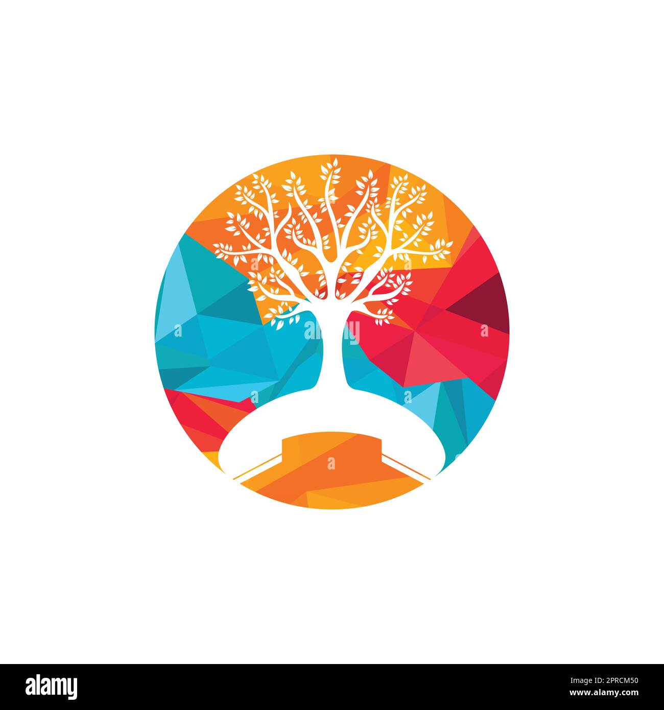 Nature call vector logo design. Handset tree icon design template Stock ...