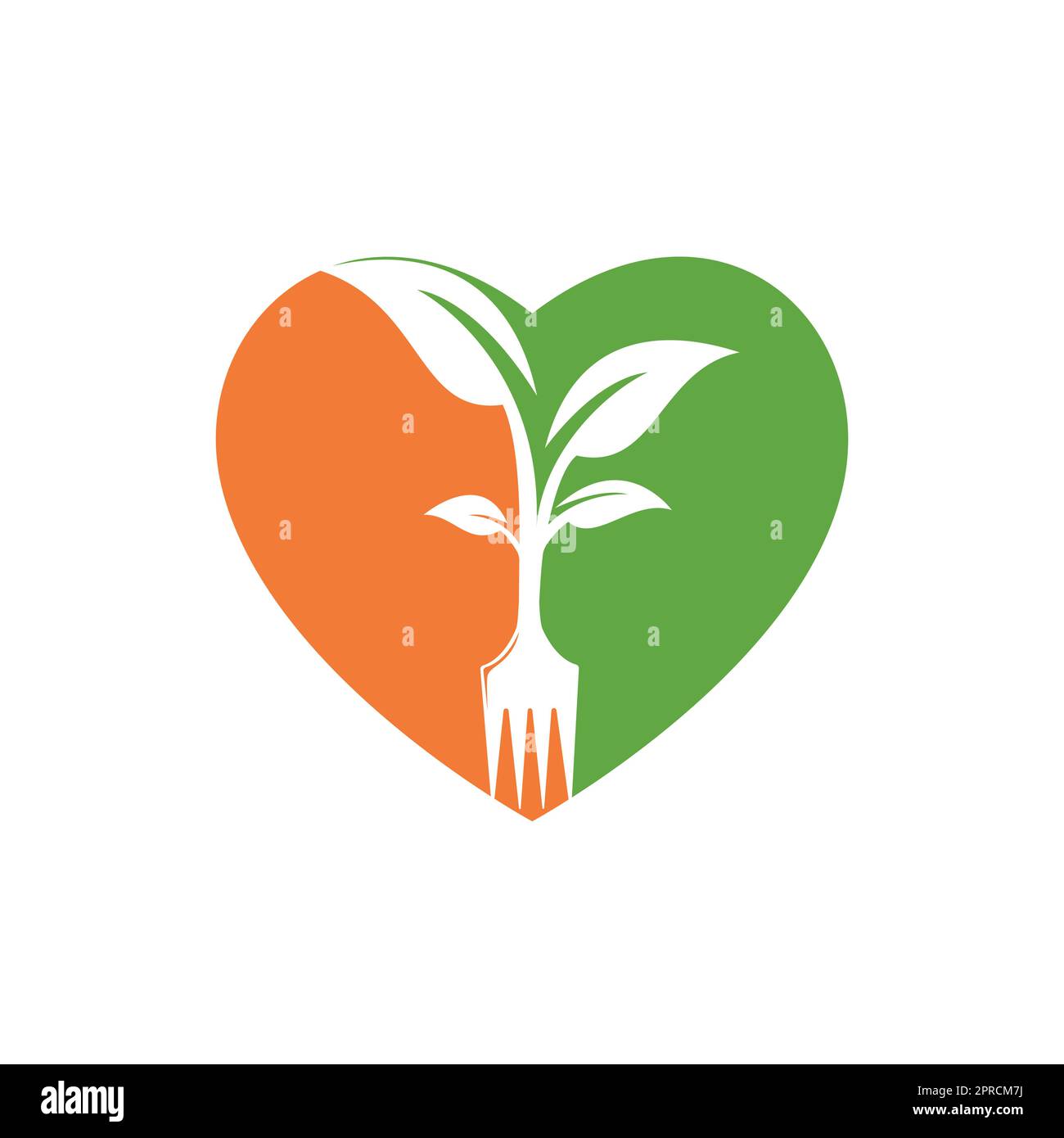 Fork tree with heart shape vector logo design. Restaurant and farming ...