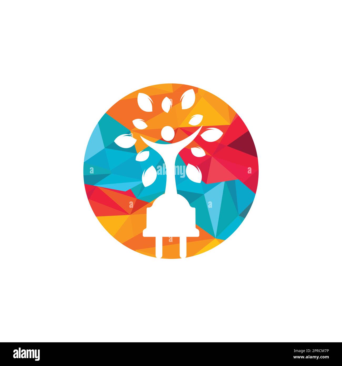 Electric cord and human tree vector logo design. Green energy ...