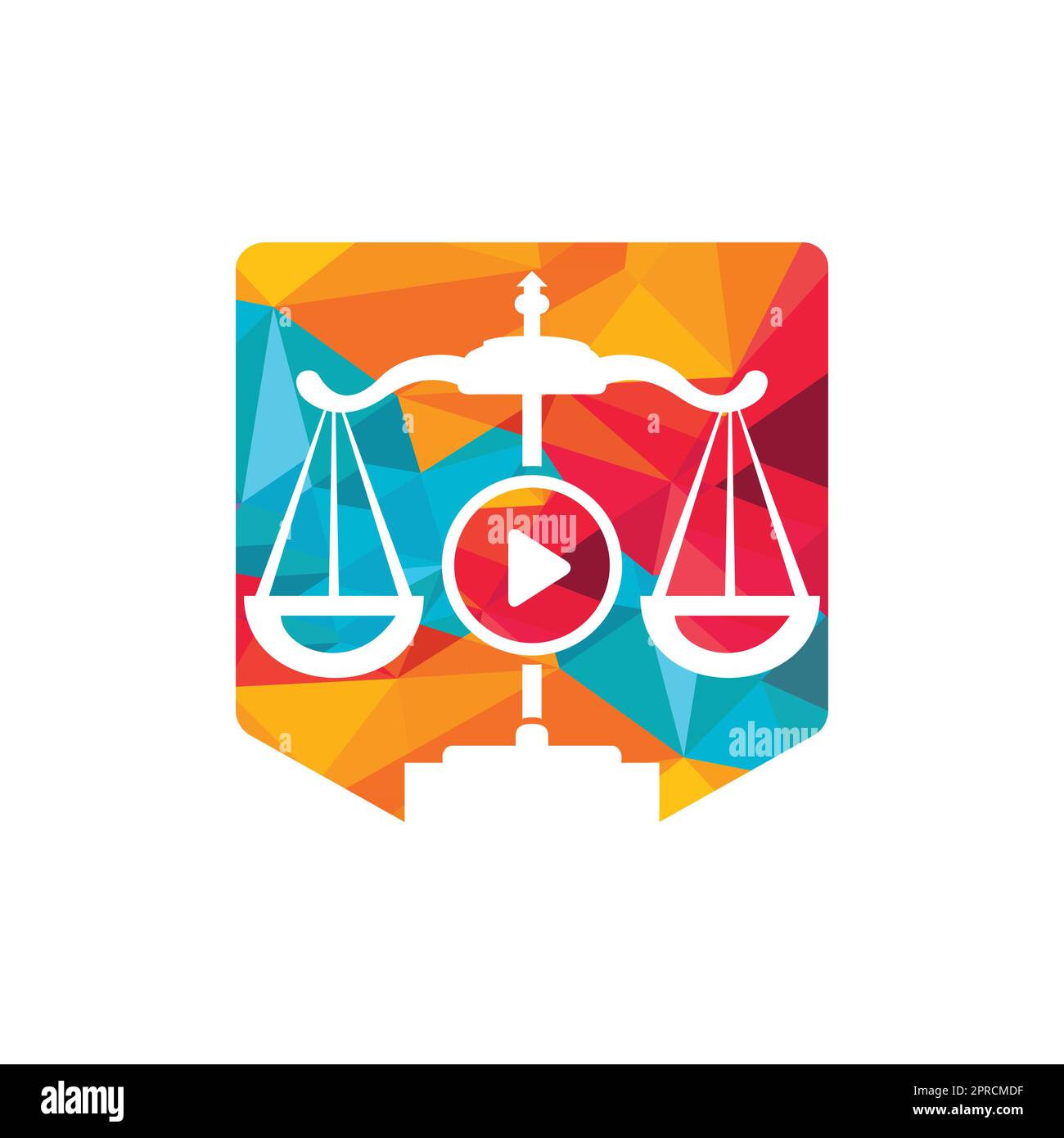 Creative play media law firm vector logo design. Scales and record ...