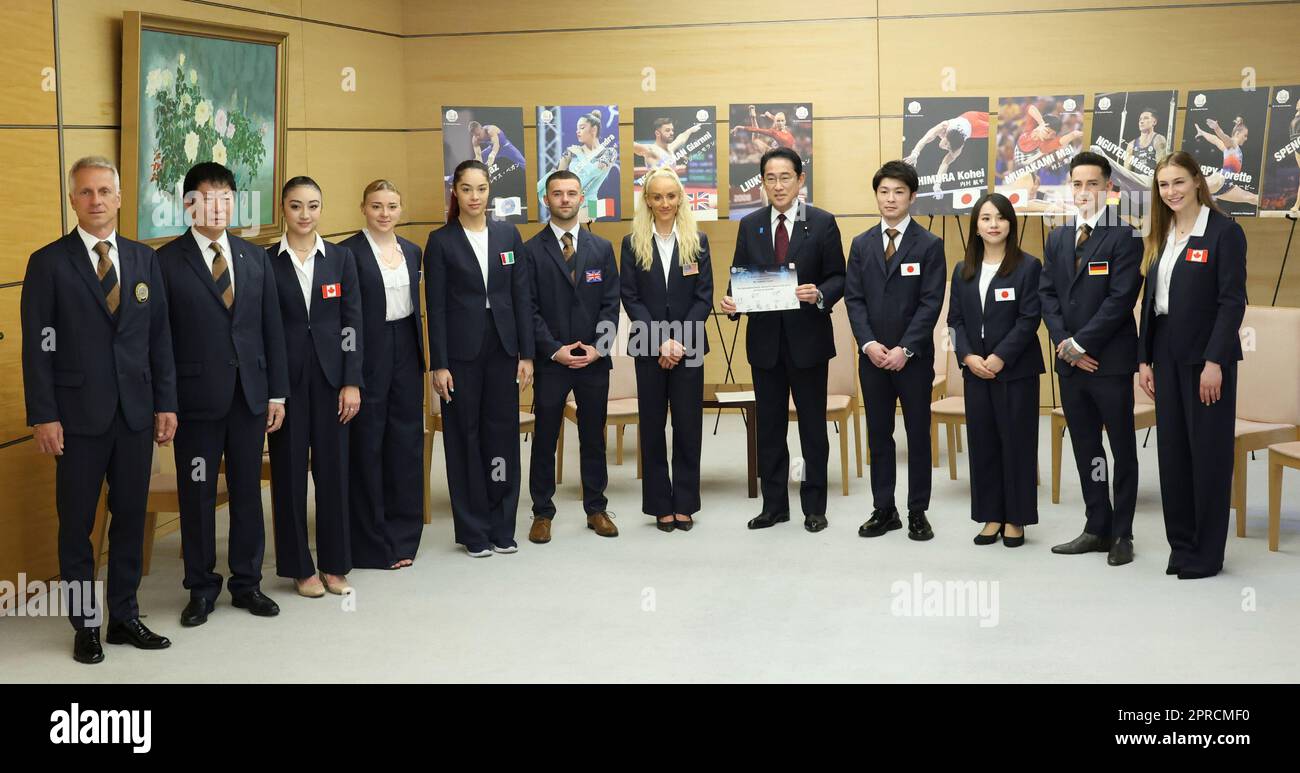 Giarnni Regini-Moran of UK, Nastia Liukin of US, Kohei Uchimura, Mai Murakami of Japan and ...