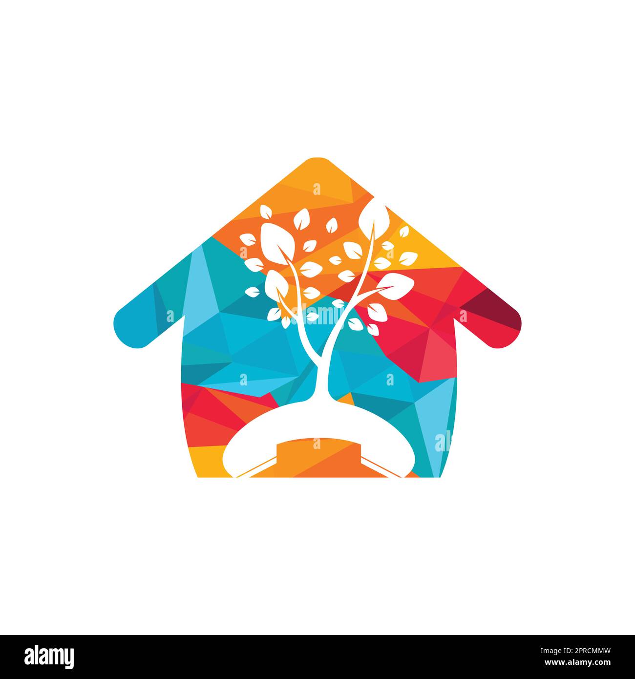 Nature call vector logo design. Handset tree with home icon design ...