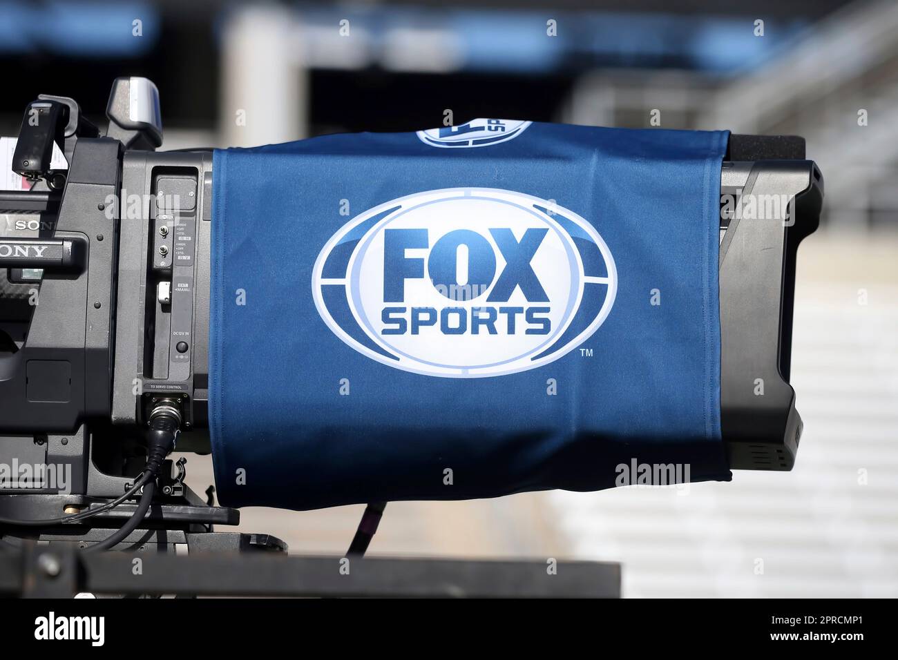 BIRMINGHAM, AL - APRIL 22: The FOX Sports logo is displayed on a camera ...