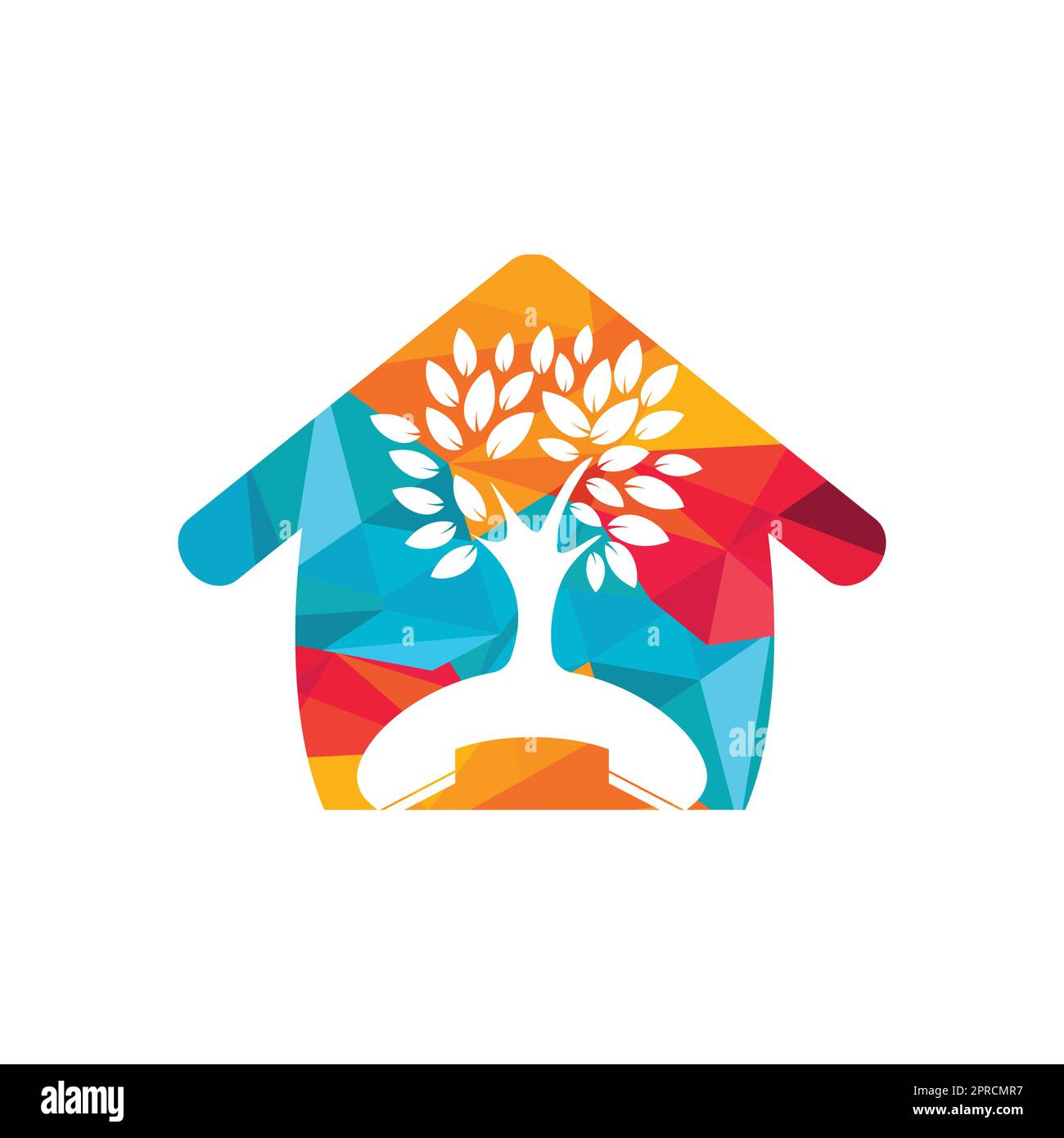 Nature call vector logo design. Handset tree with home icon design ...