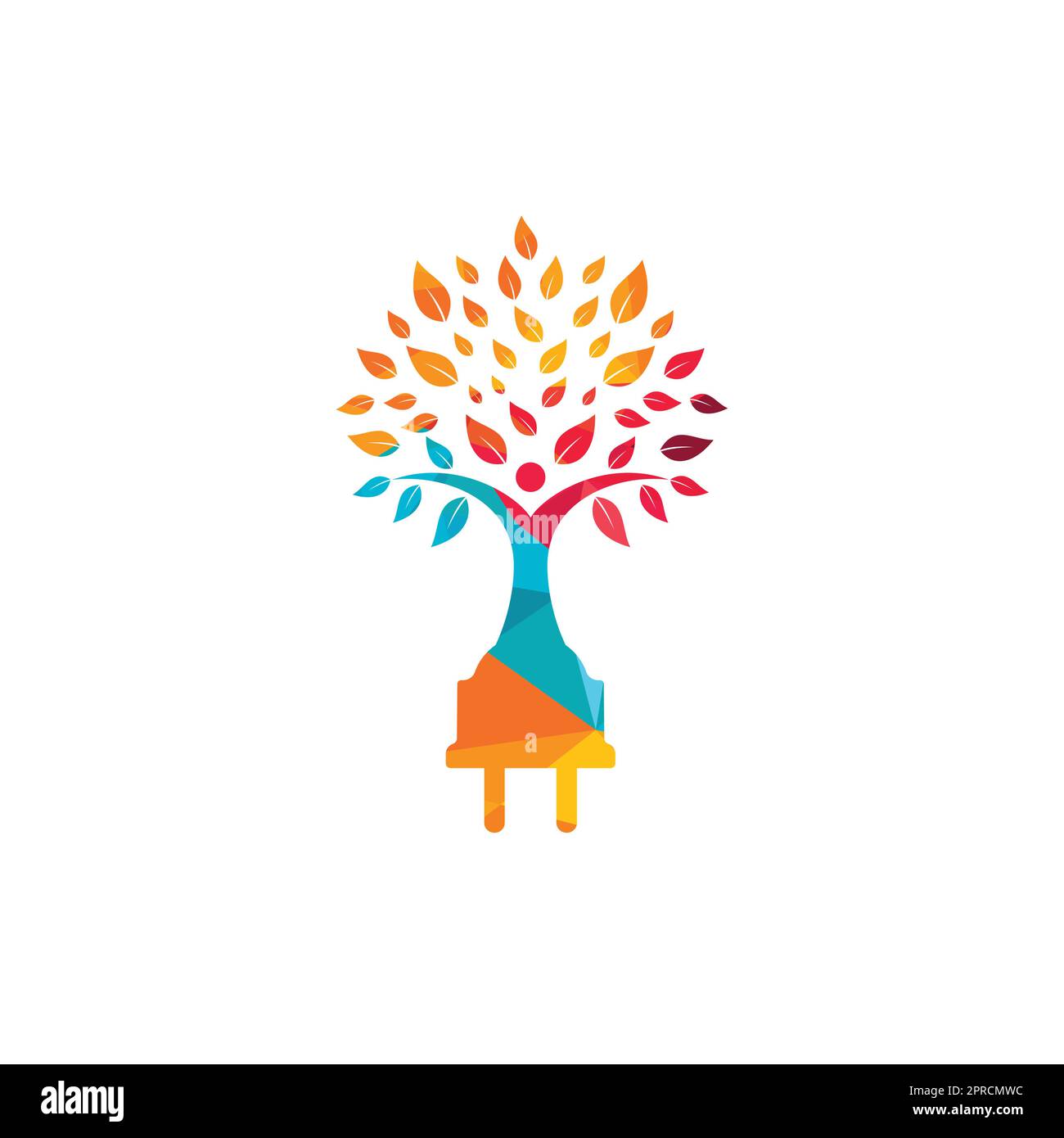 Electric cord and human tree vector logo design. Green energy ...