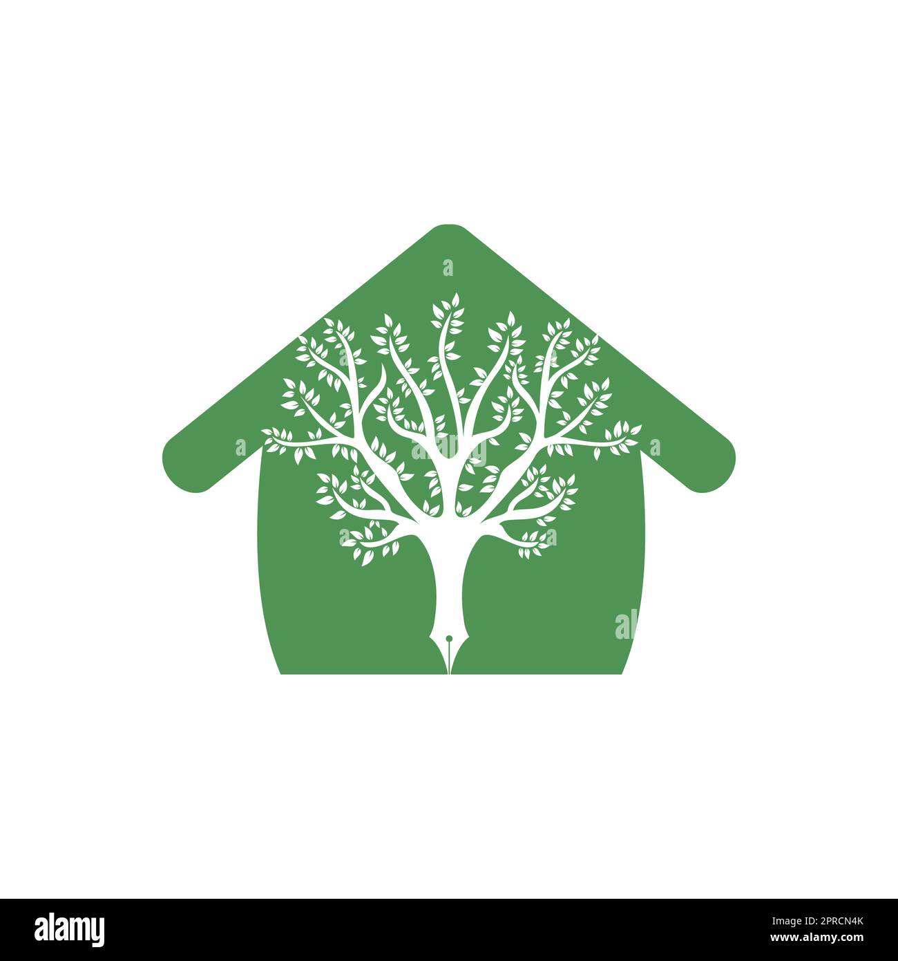 Tree pen vector logo design template. Writer home and nature logo ...