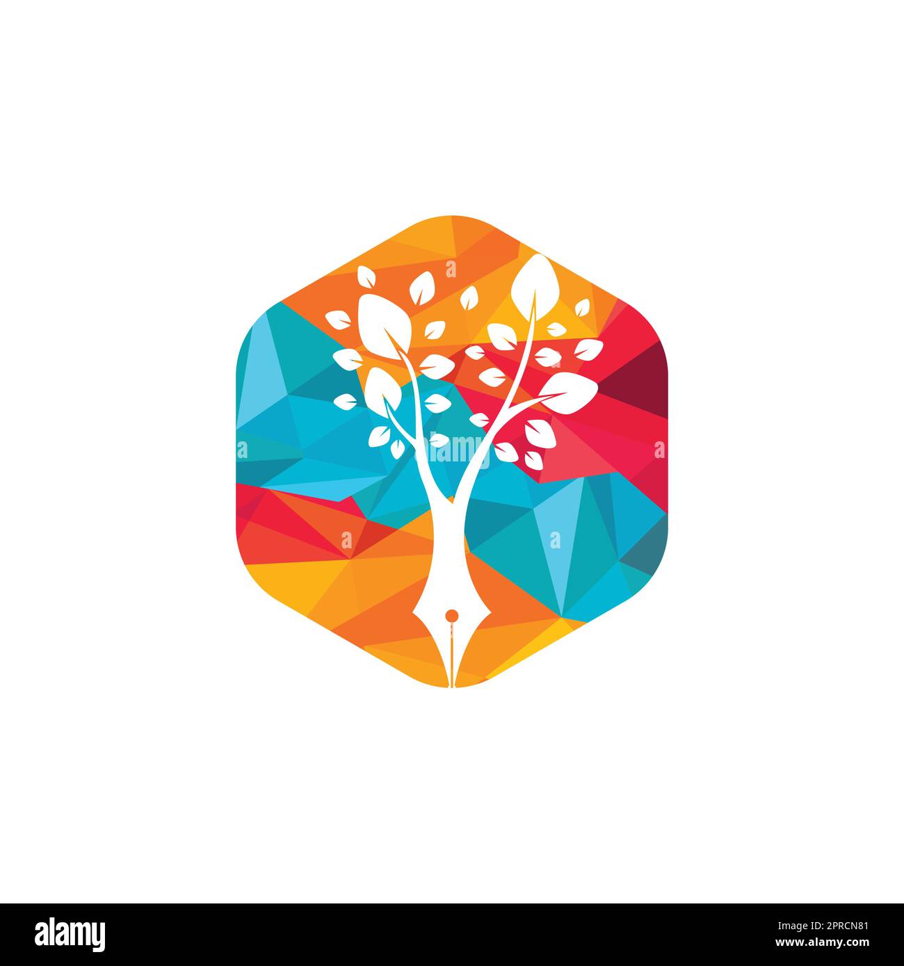 Tree pen vector logo design template. Writer and nature logo concept ...