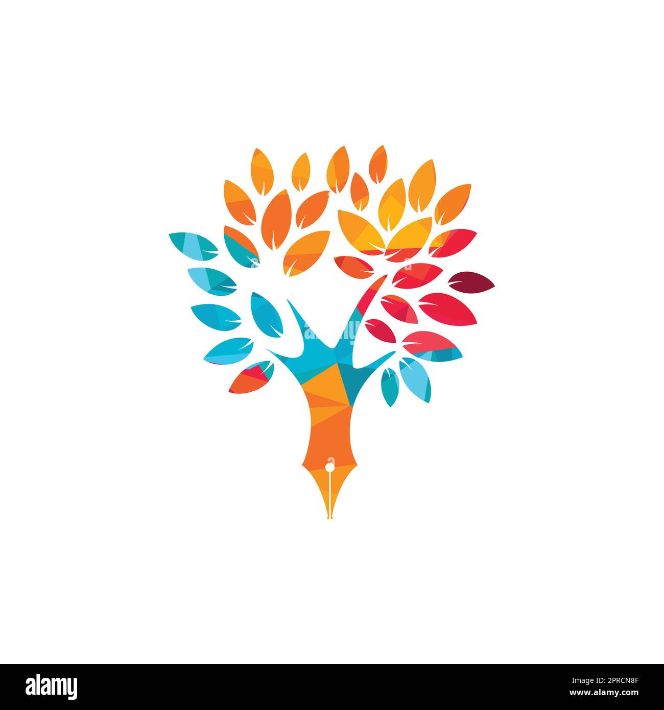 Tree pen vector logo design template. Writer and nature logo concept ...