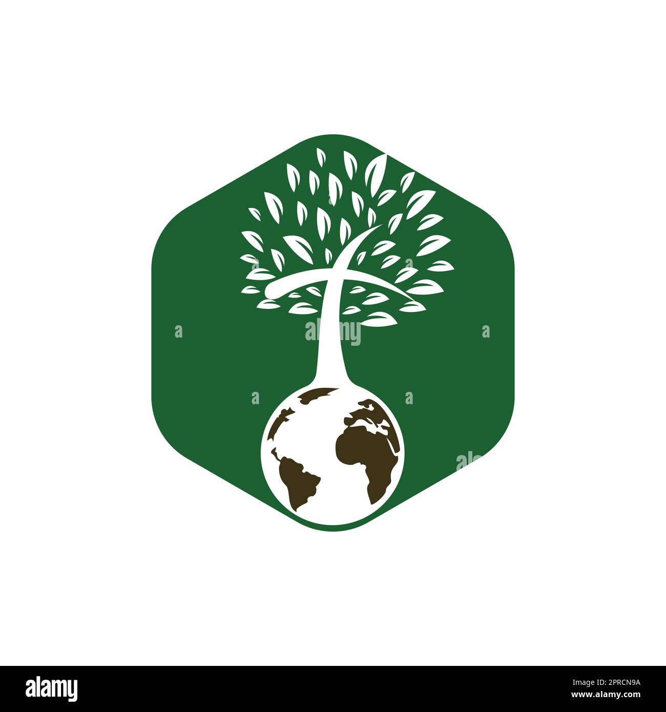 Global church vector logo design template. Globe with cross tree vector ...