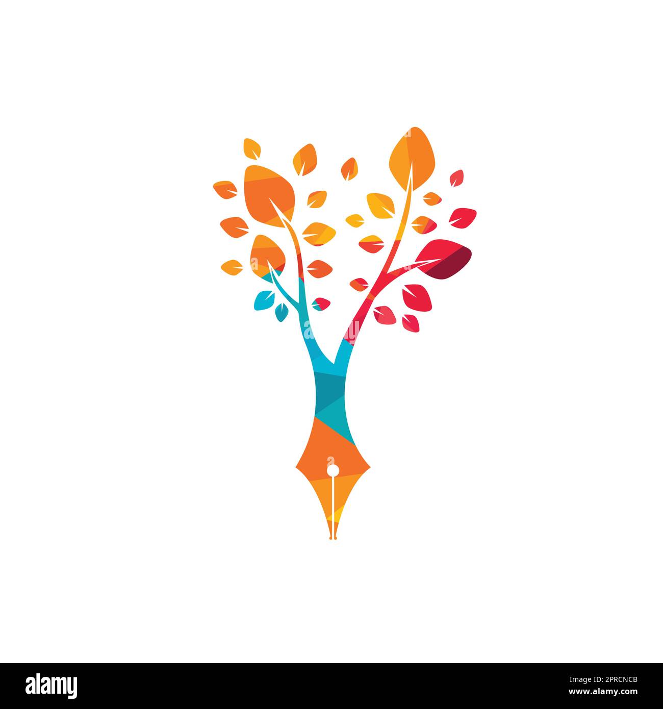 Tree pen vector logo design template. Writer and nature logo concept ...