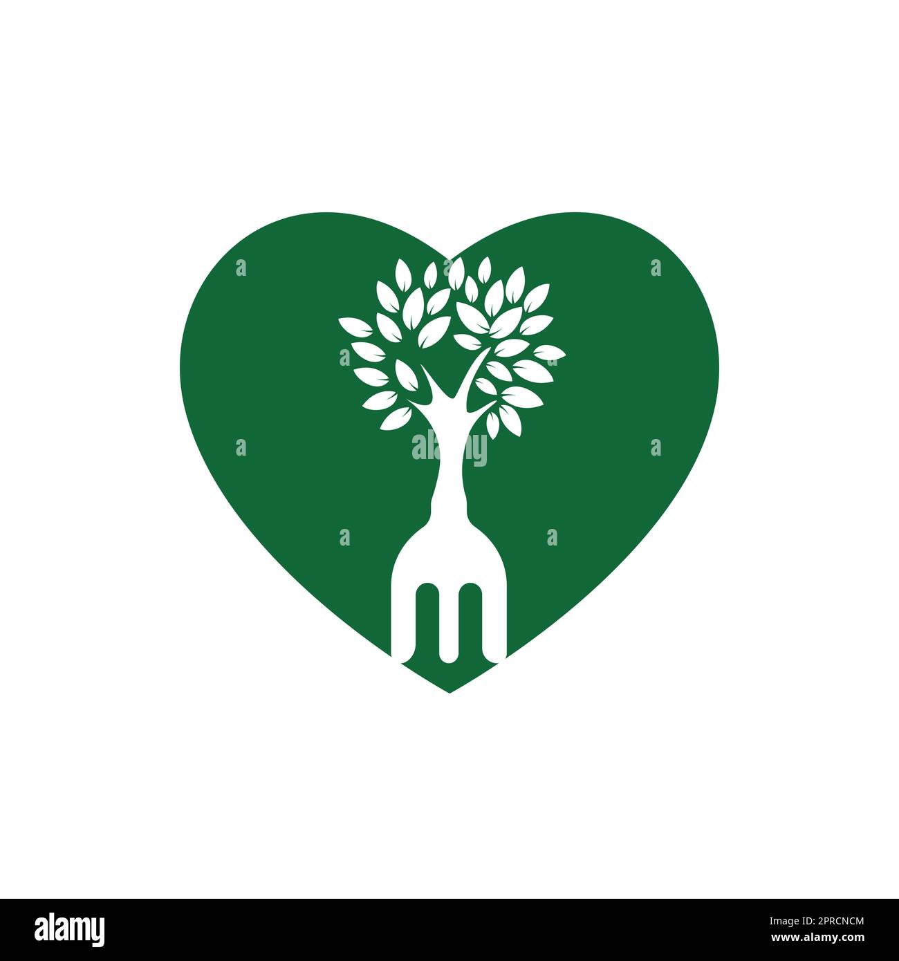 Fork tree with heart shape vector logo design. Restaurant and farming ...