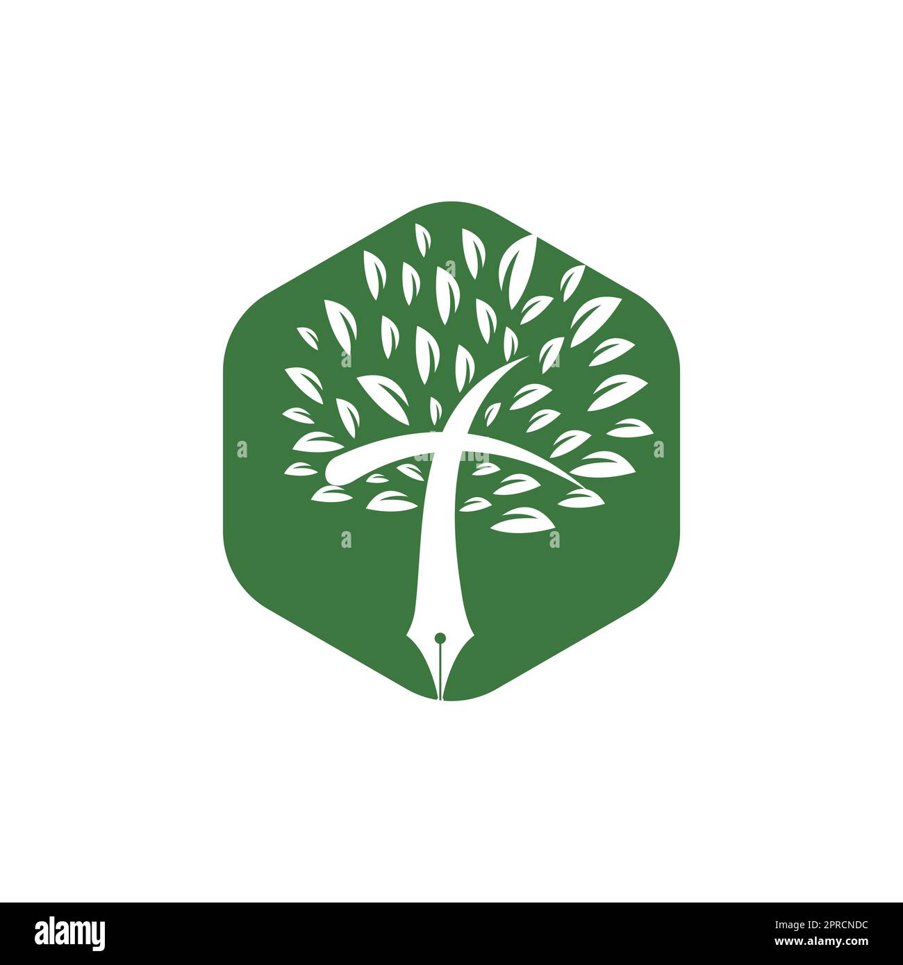 Tree pen and cross vector logo design template. Bible learning and ...