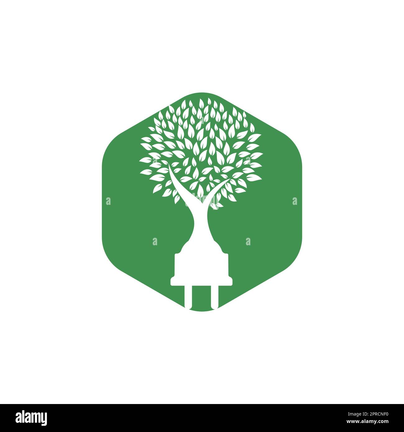 Green energy electricity logo concept. Electric plug icon with tree ...