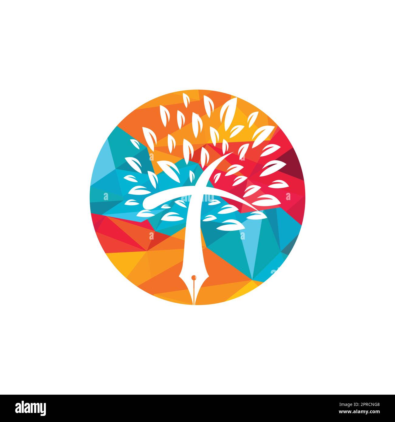 Tree pen and cross vector logo design template. Bible learning and ...