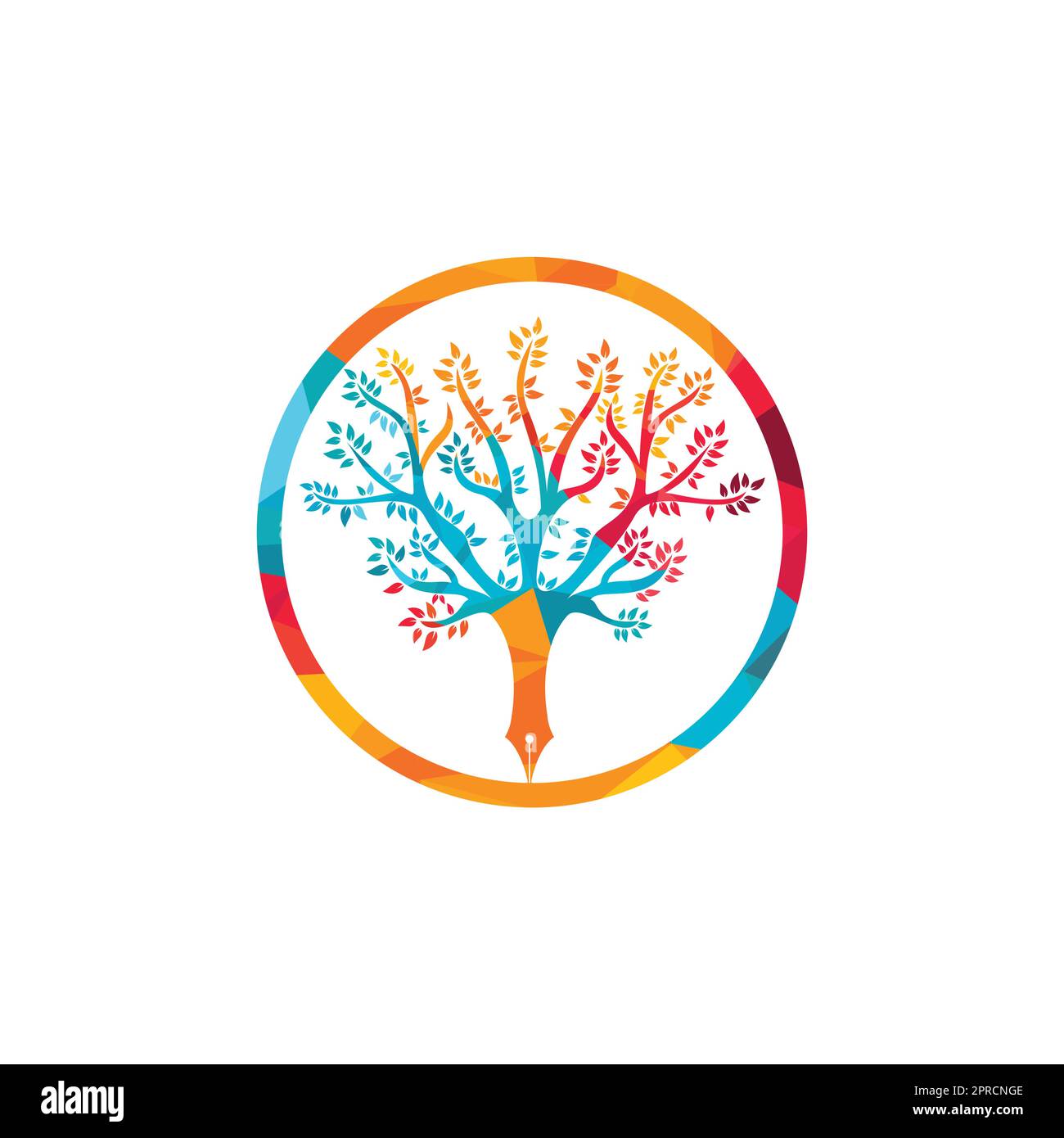 Tree pen vector logo design template. Writer and nature logo concept ...