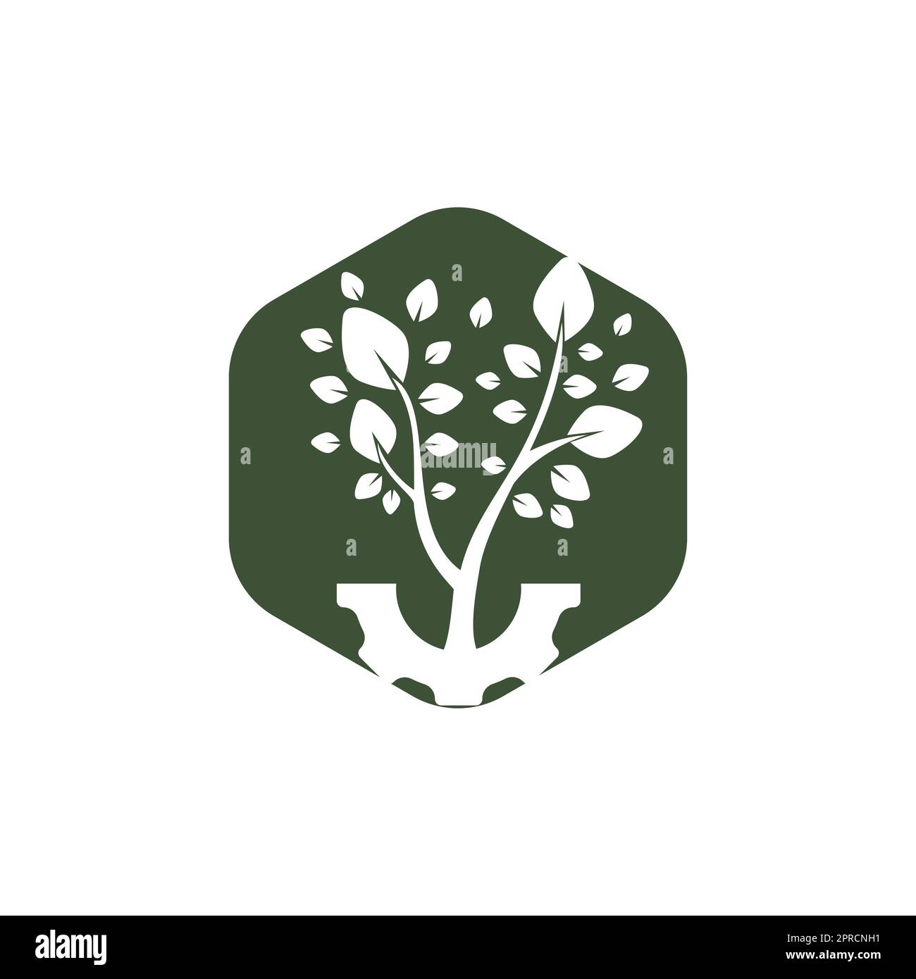 Gear tree vector logo design template. Modern nature technology logo. Green eco tech and ...