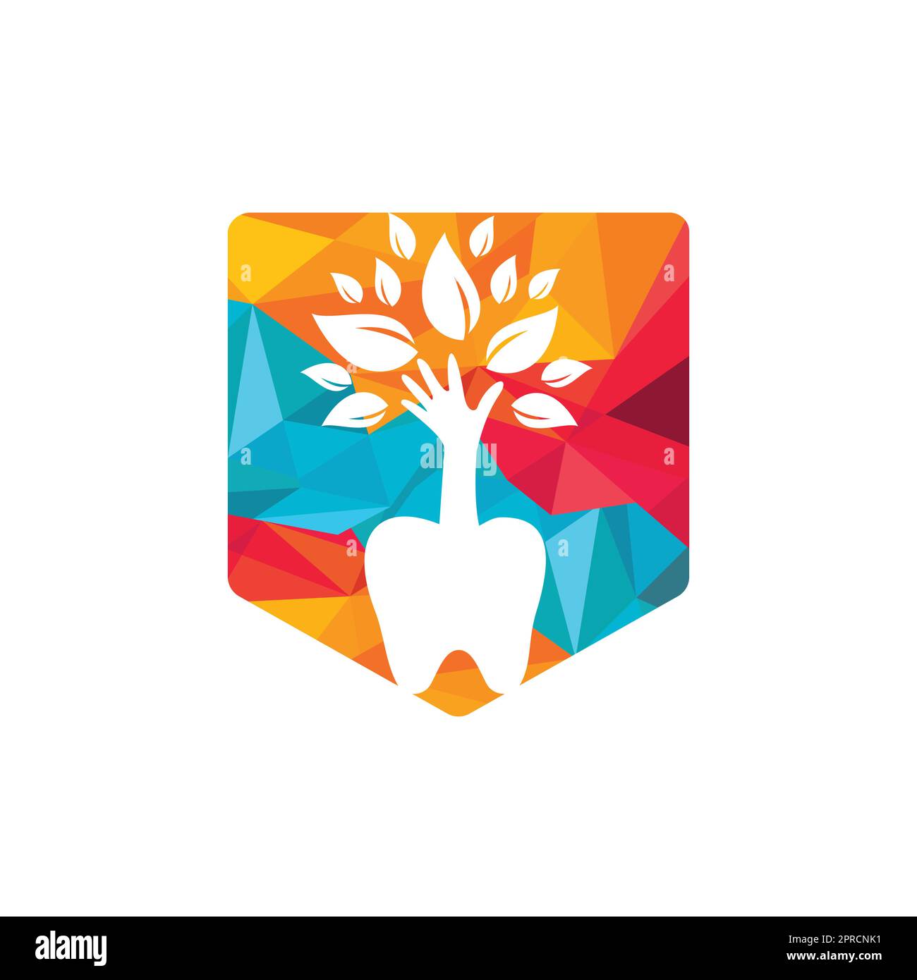 Dental care vector logo template. Teeth and hand tree icon design Stock ...