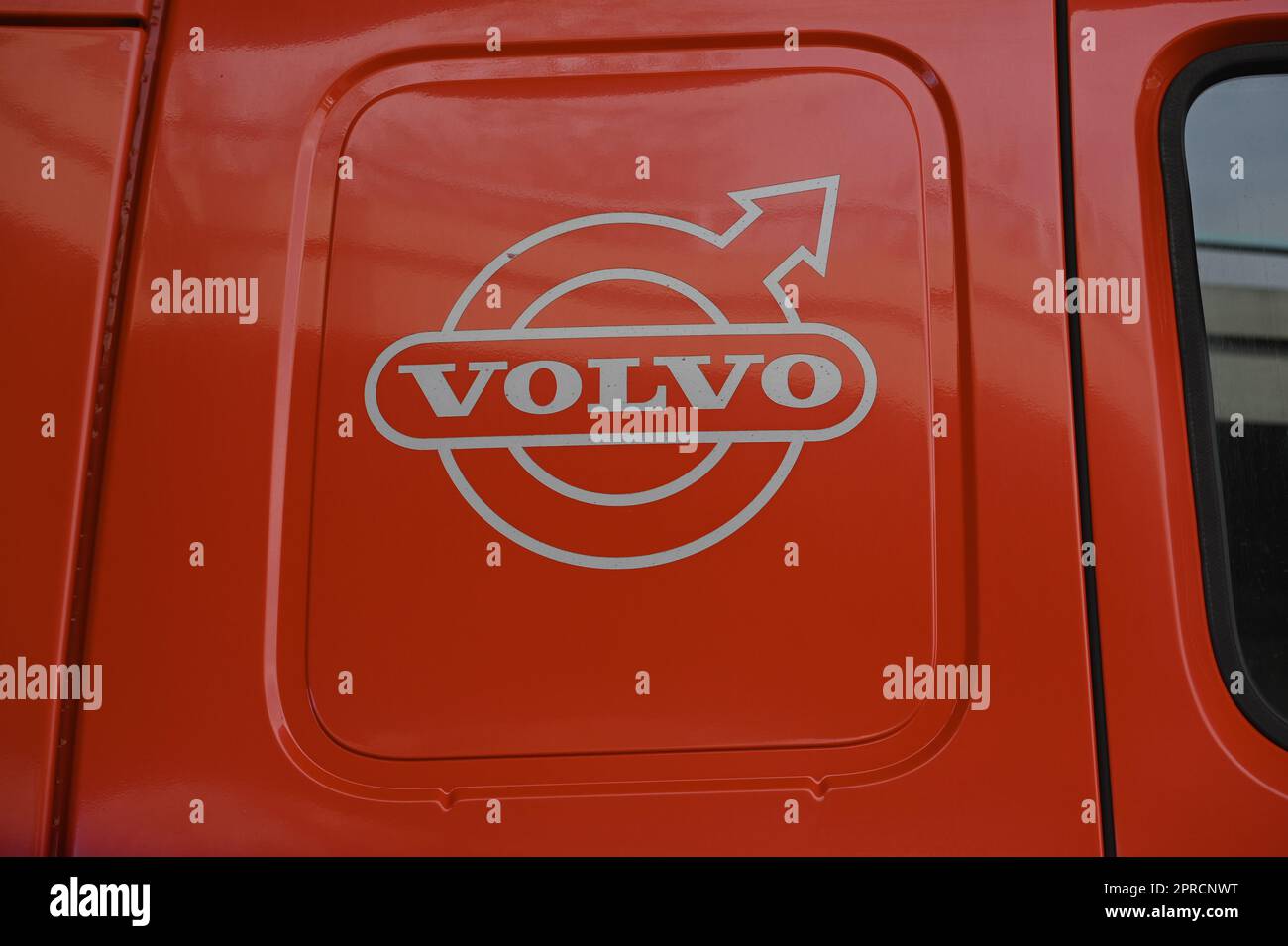 Cologne, Germany. 26th Apr, 2023. Logo, lettering of the Swedish truck ...
